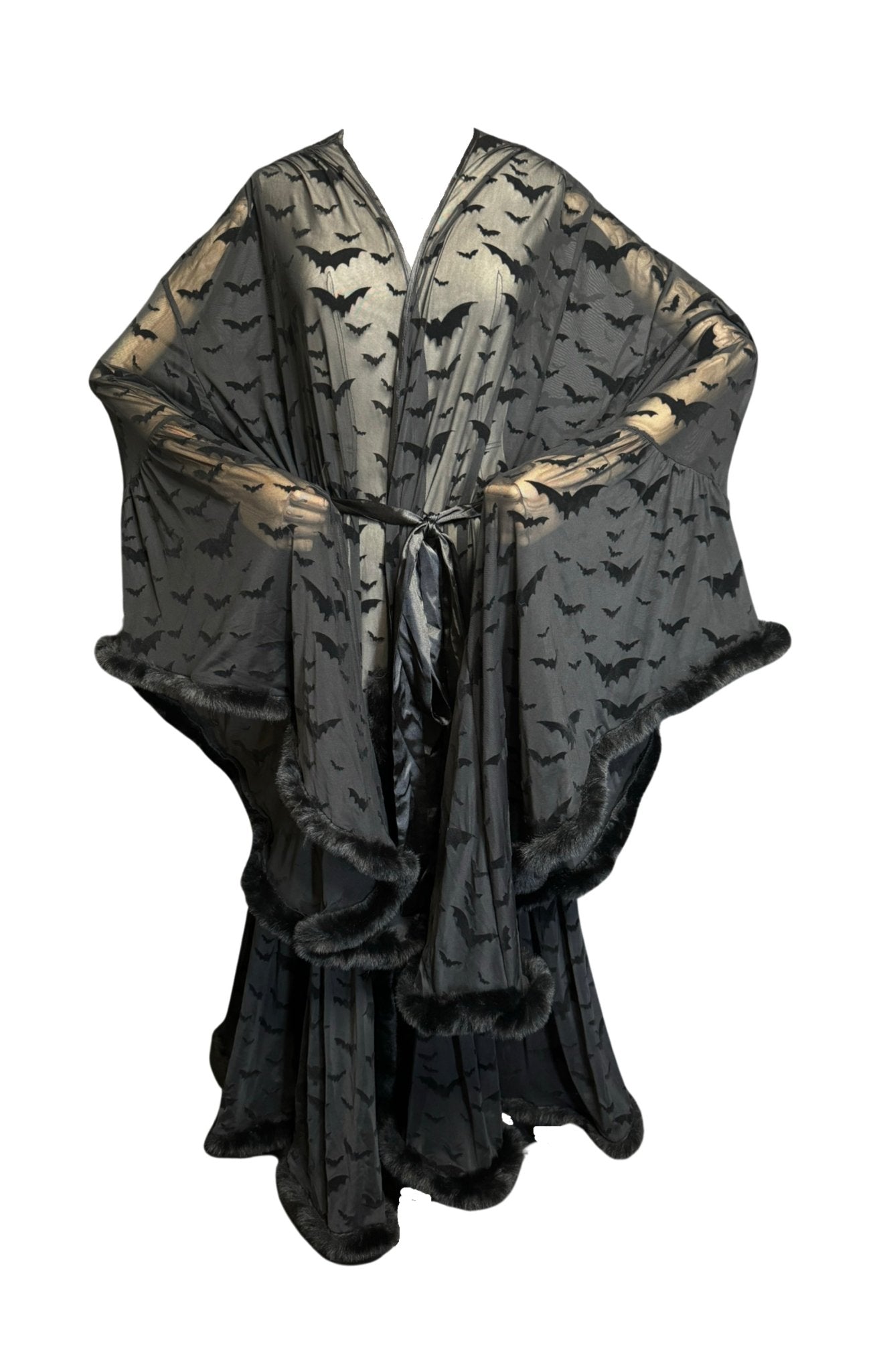 Black Draculina Feathered Robe | Gothic Vampirecore Boudoir – Western Evil